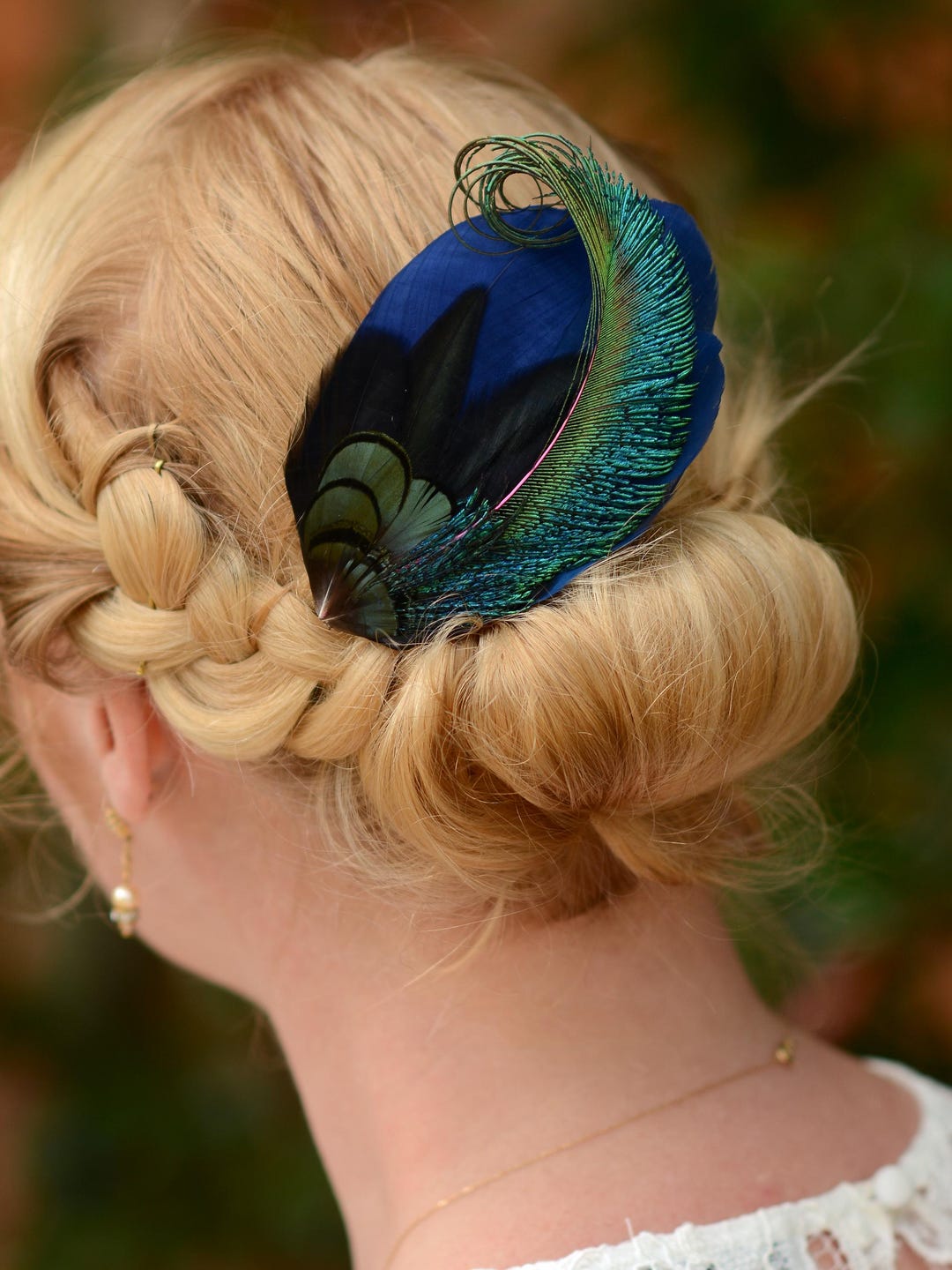 Navy Blue and Peacock Feather Hair Clip No.89 | Peacock Feather ...