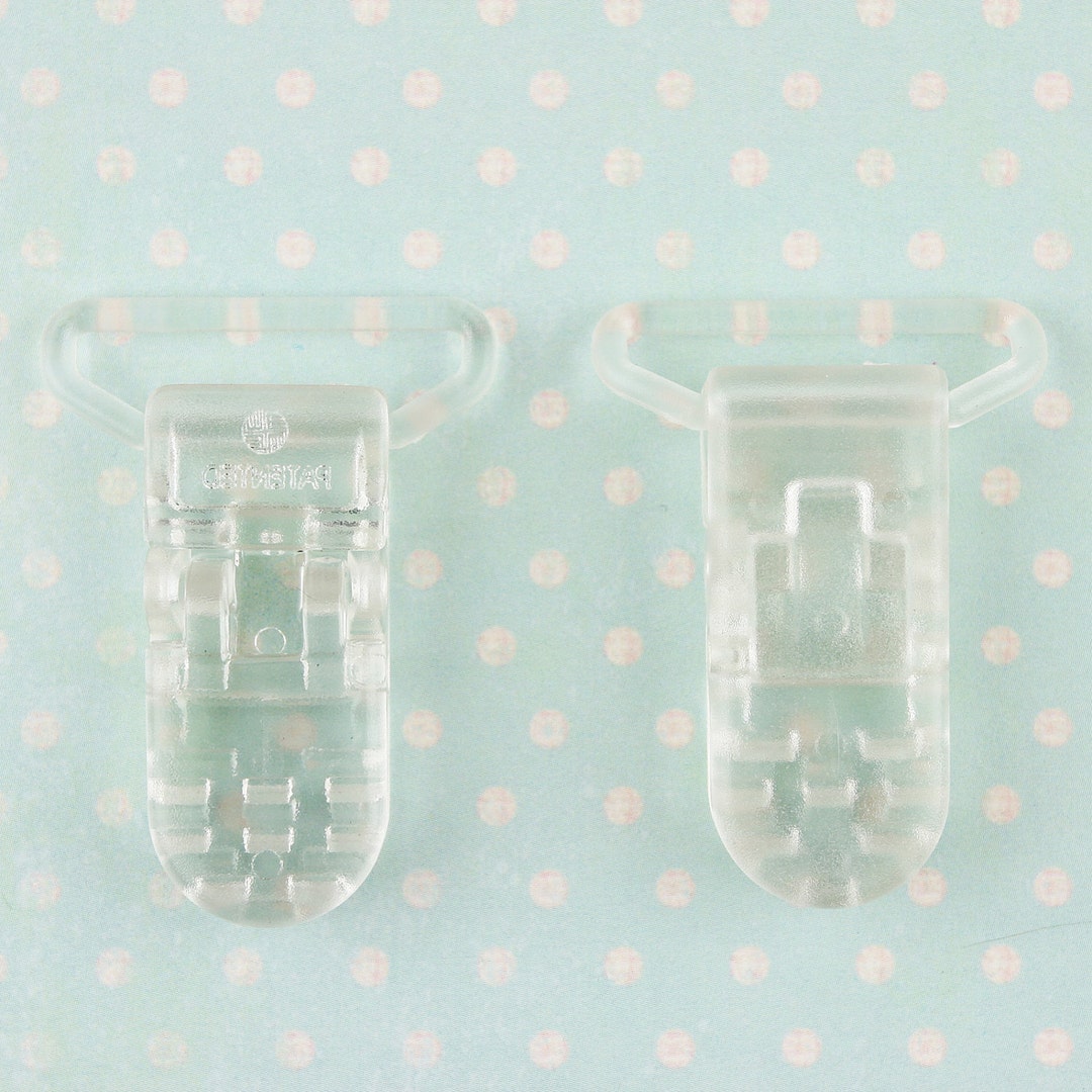 Plastic KAM Suspender Clips 25 Pieces CLEAR Plastic Pacifier Clips ...