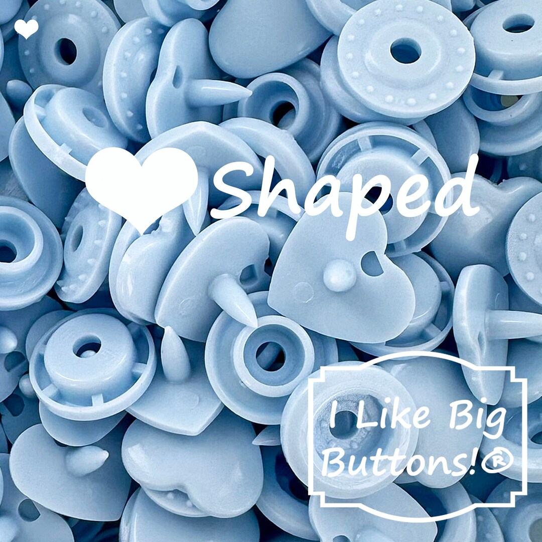HEART KAM Plastic Snaps: B20 Pastel Blue, Glossy *HEART* Novelty No Sew ...