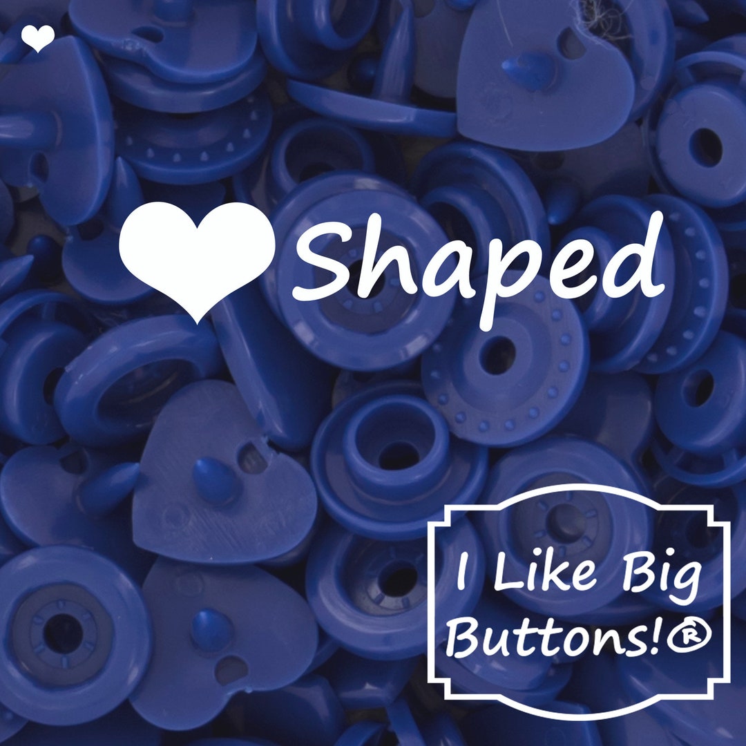 HEART KAM Plastic Snaps: B58 Light Navy Blue, Glossy *HEART* Novelty No ...