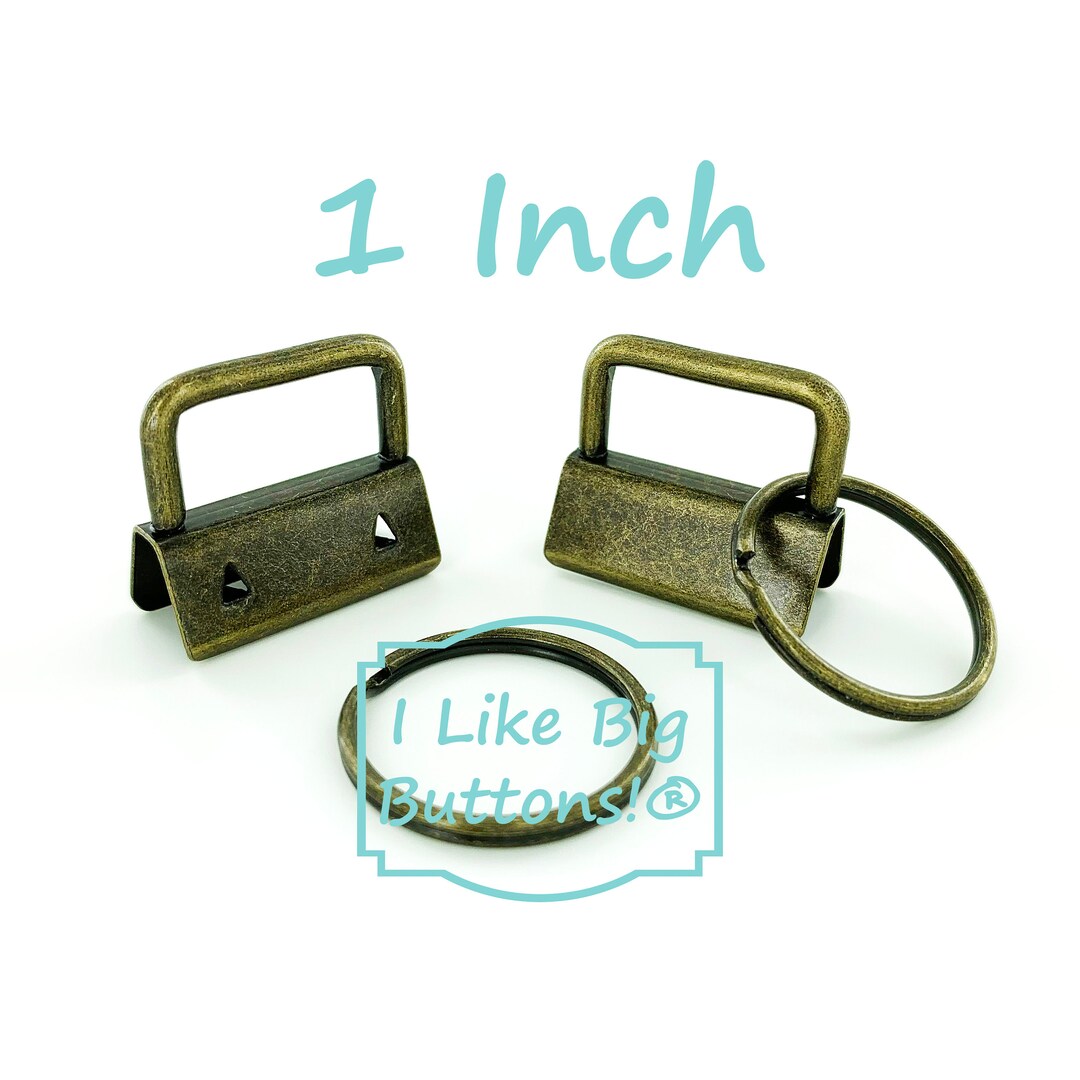 Key Fob Hardware ANTIQUE BRASS 1 INCH (25 Mm) Key Fob Clamps With Rings ...