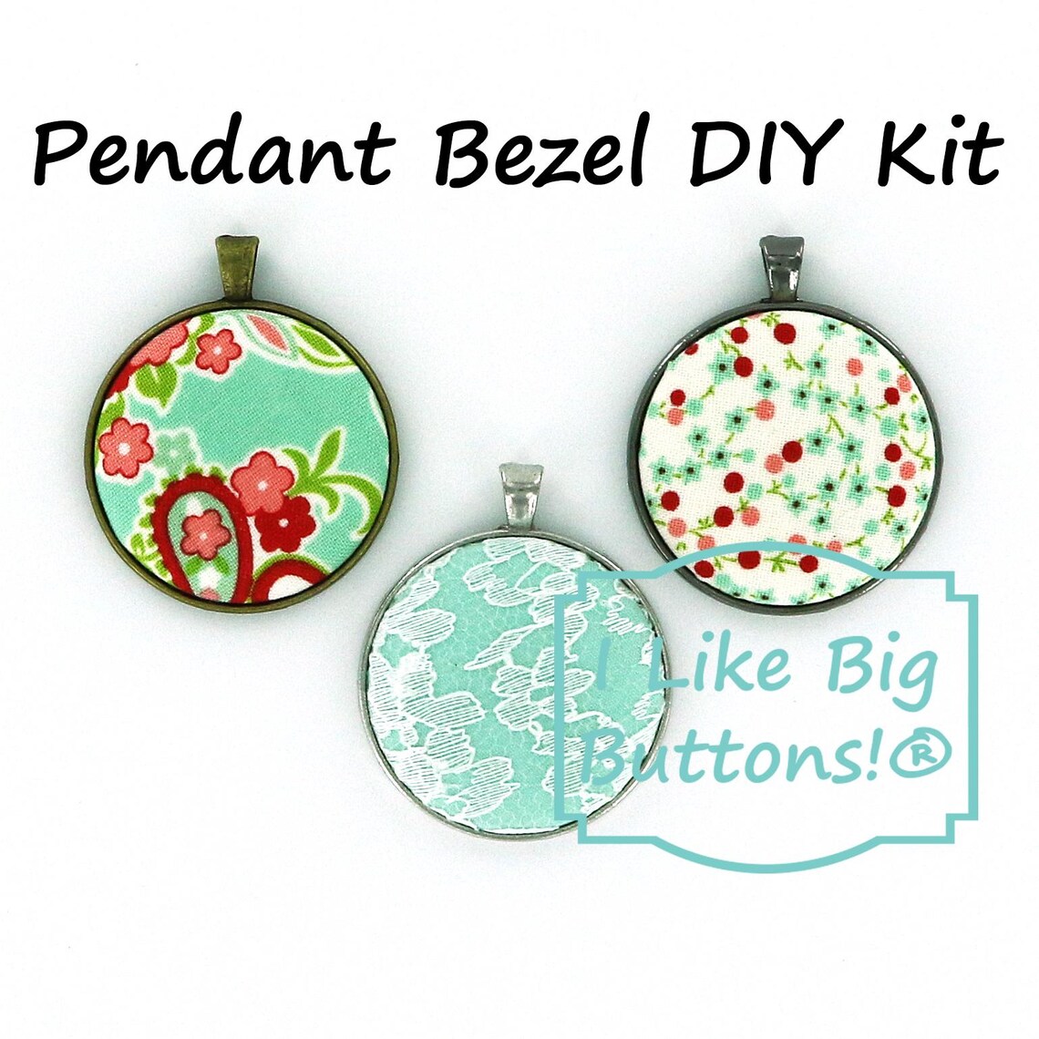 LARGE DIY Fabric Button Pendant Kit: Size 60 (1.5") Self-cover Buttons ...