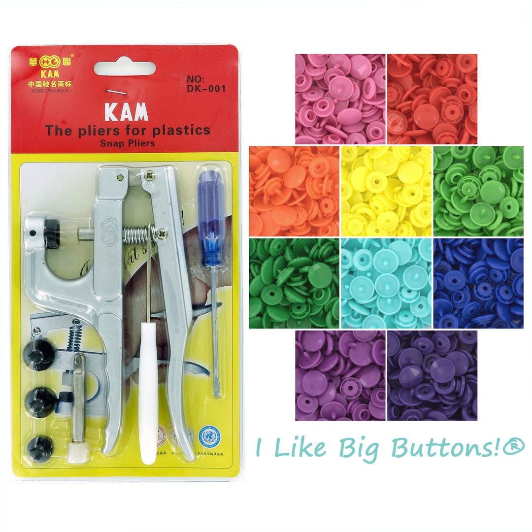 100 Sets KAM Plastic Snaps With Plier/awl Kit: 10 Colors, Size 20 ...