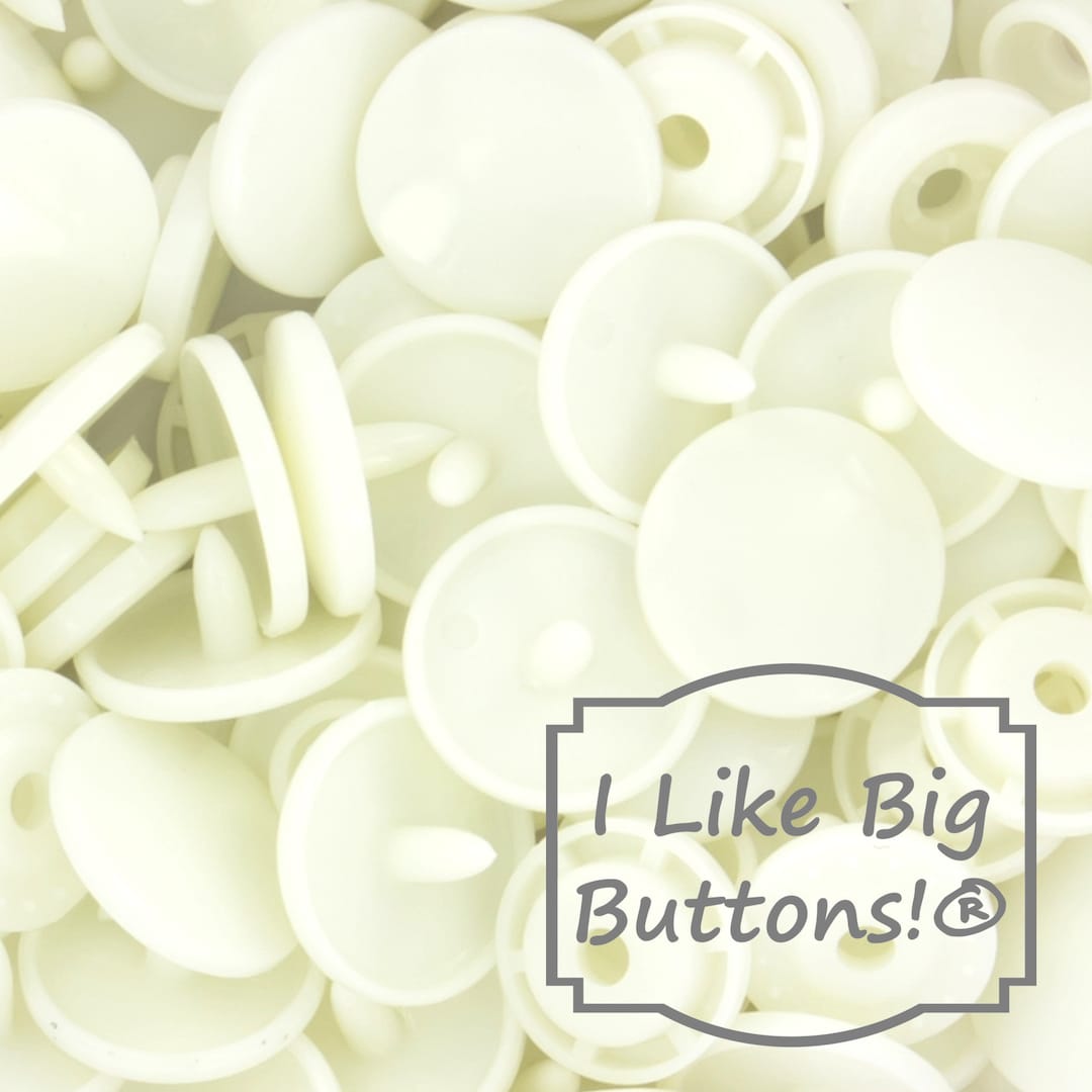 KAM Plastic Snaps: B37 Creamy White - Size 20, Glossy - No Sew Snap ...