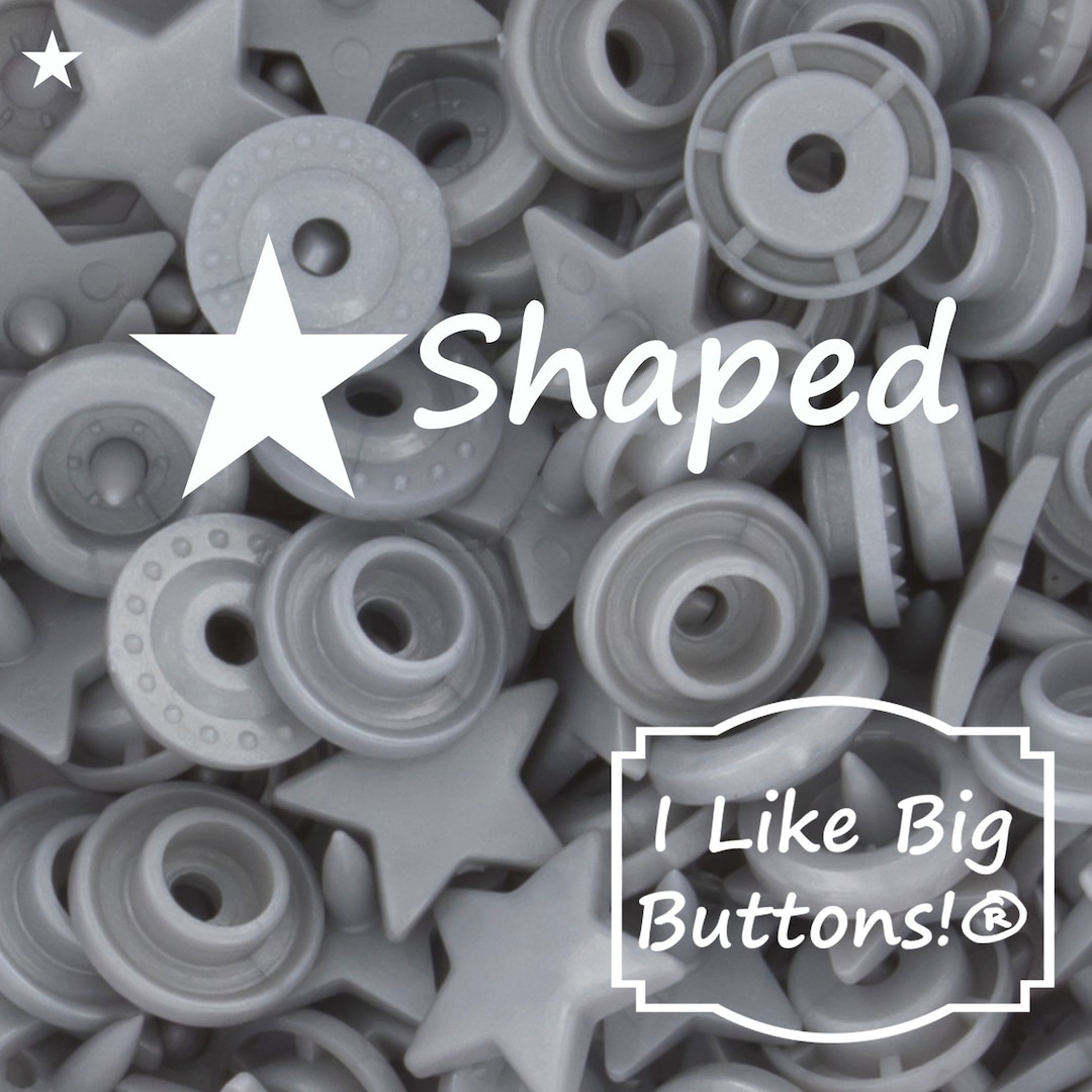 STAR KAM Plastic Snaps: B45 Silver, Glossy *STARS* Novelty No Sew Snap ...