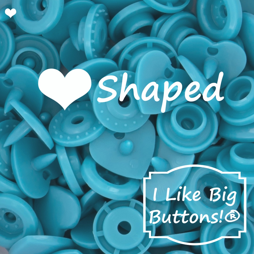 KAM Snaps *HEART* Shaped B46 Teal/blue KAM® Plastic Snaps No Sew Button ...