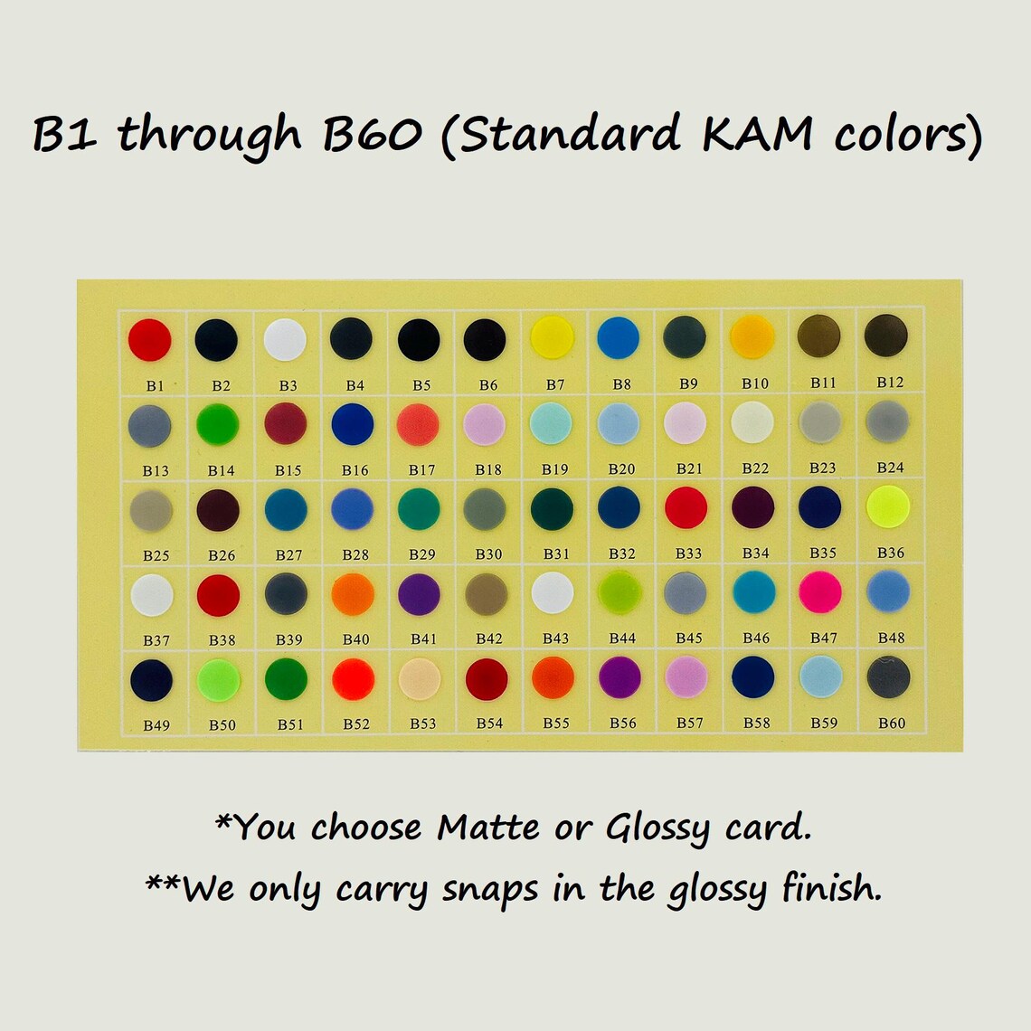 KAM Plastic Snaps: Sample Color Card for KAM® Plastic Snaps/snaps/resin ...