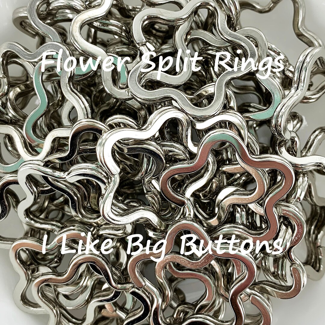SPLIT RINGS 25 Pieces Silver FLOWER Shaped Silver Split Rings Key Fob/purse/handbag/lanyard ...