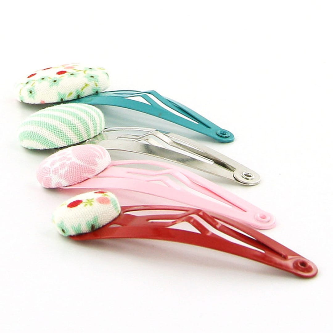 DIY Craft Kit SMALL Size 24 5/8 15 Mm Fabric Covered Button Barrettes ...