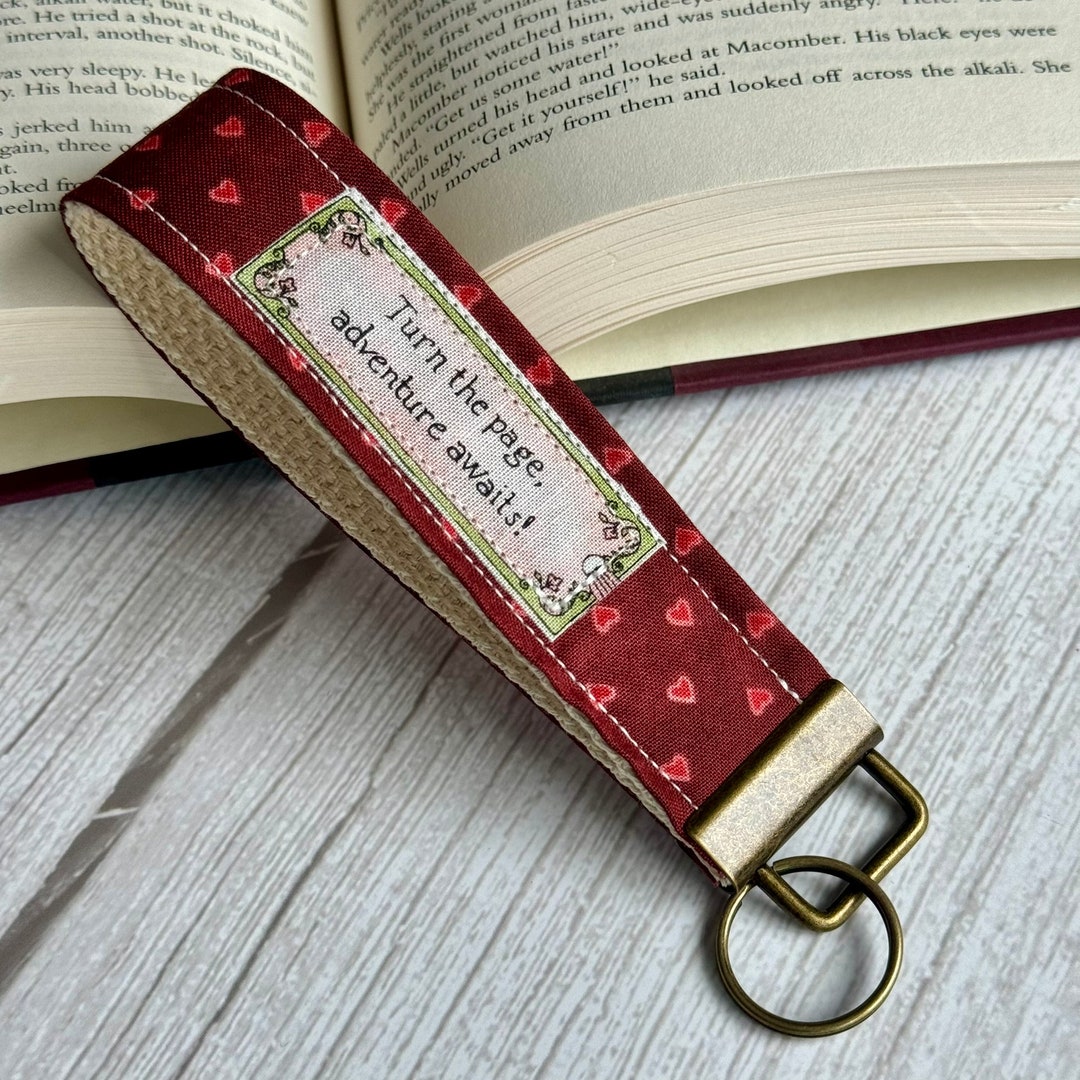 Bookish turn the Page, Adventure Await Key Fob Wristlet Handmade Book ...