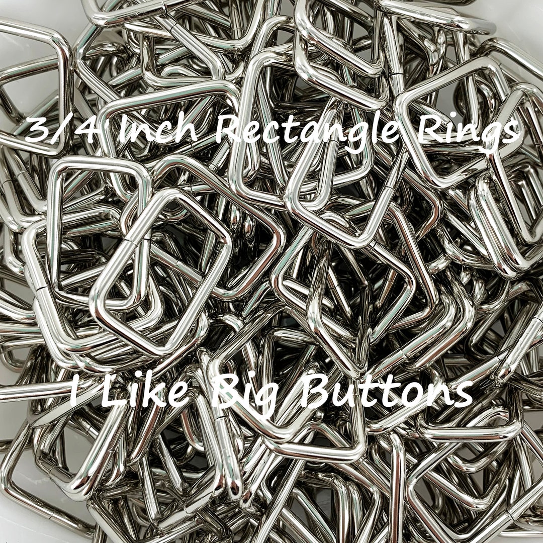 RECTANGLE RINGS 25 Pieces SILVER Rectangle Rings 3/4 20 Mm Silver Non-welded Rectangle Rings Key ...