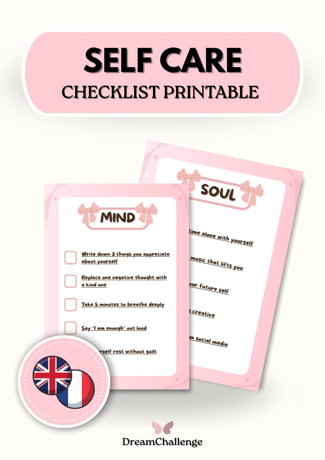 Self Care Checklist Printable | Daily Wellness Tracker (english ...