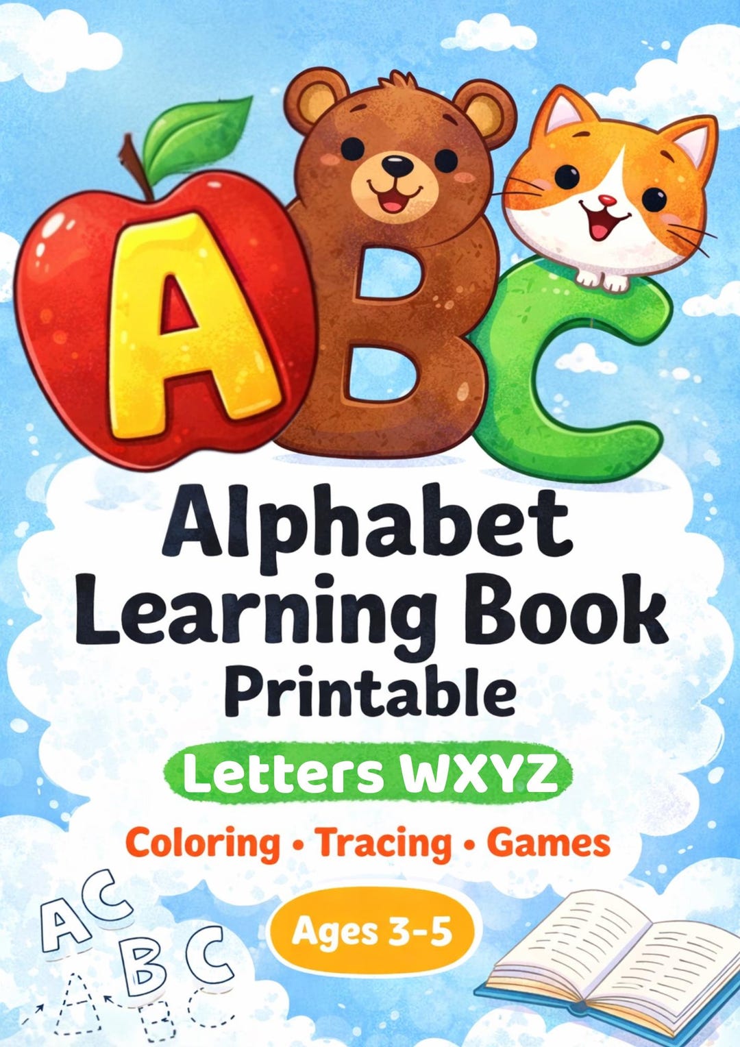 Alphabet Learning Book Printable - ABC Activity Book - Coloring Tracing ...