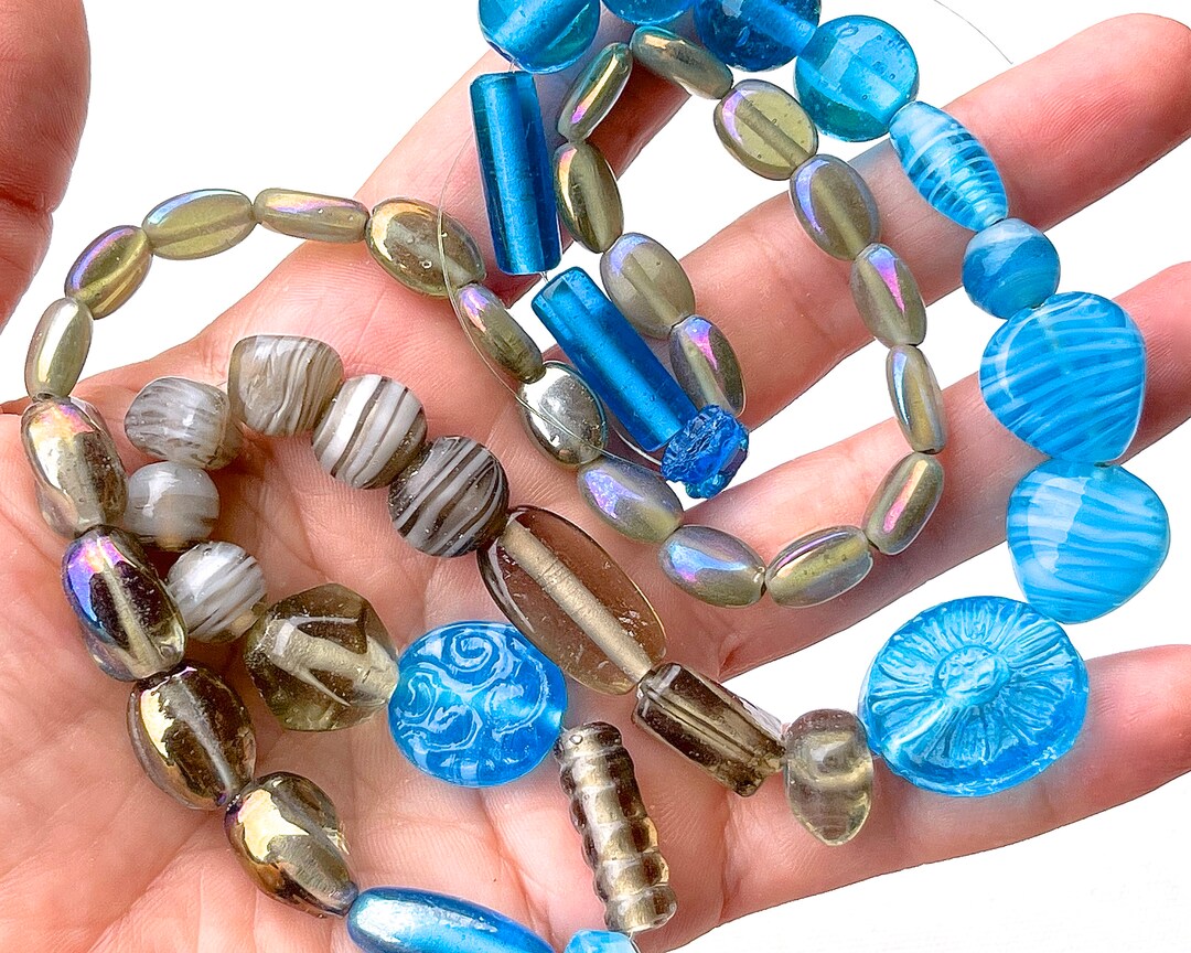 SUPPLY: 24" Strand of Mixed Shape Glass Beads - Assorted Shapes Beads ...