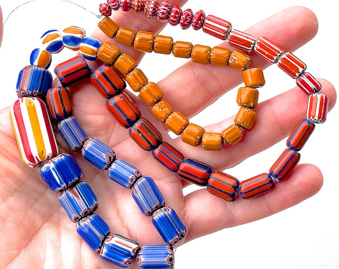 VINTAGE: 22" Mix Layer Chevron Glass Bead Strand - Aged Beads ...
