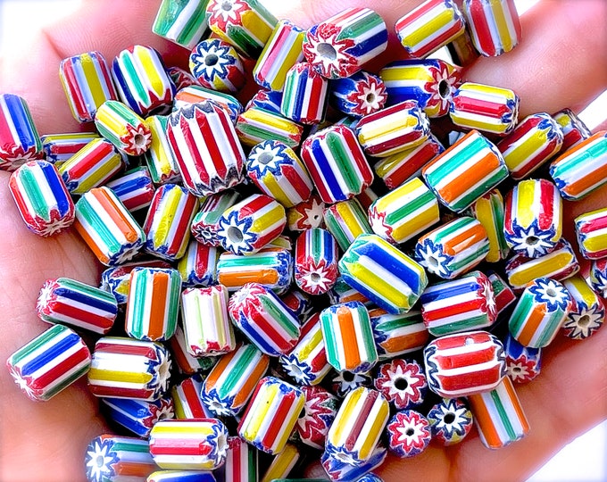 VINTAGE: 40pcs - Mixed Chevron Glass Beads - Mixed Layer Chevron Beads ...
