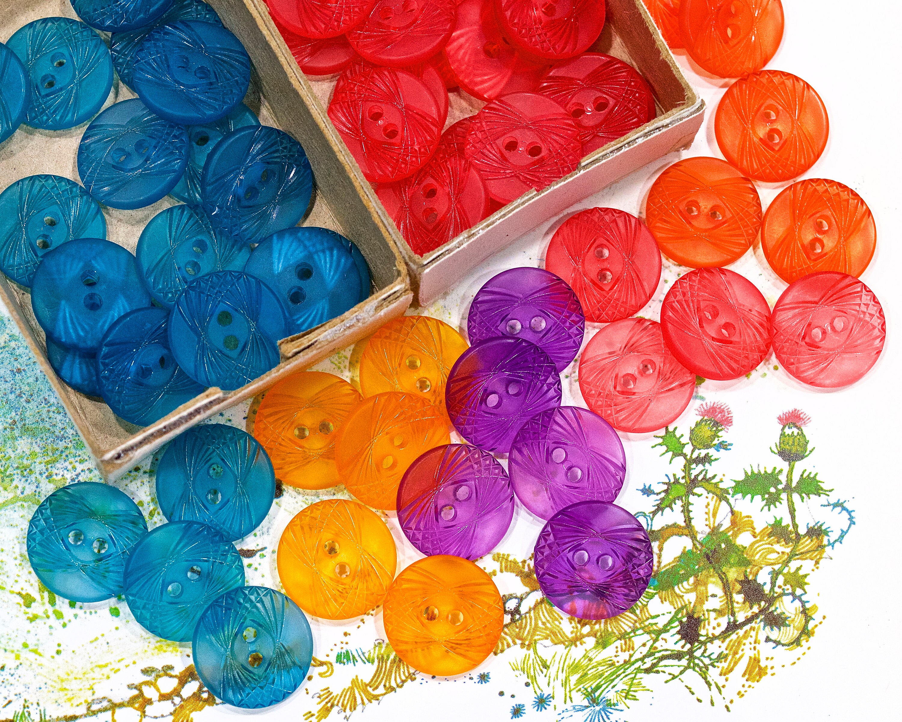 VINTAGE: 25pcs - Colorful Textured Lucite Acrylic Buttons - Crafts - Etsy