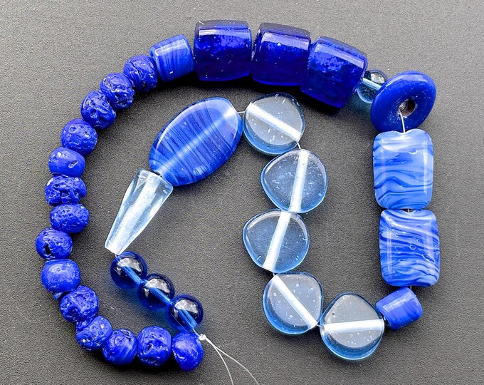 VINTAGE: 16" Unique Glass Bead Strand - Furnace Crafted - Vintage Beads ...
