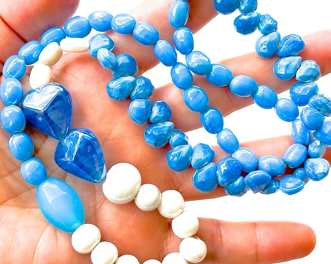 SUPPLY: 23 Strand of Mixed Shape Luster Glass Beads Assorted Shapes ...