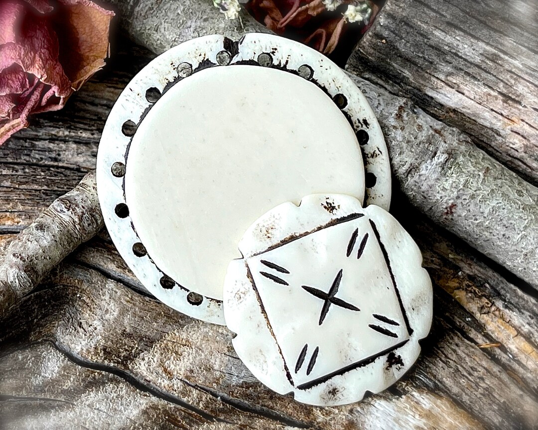 SUPPLY: 2pcs - Ethnic Rustic Carved Bone Cabochons - Natural Bone Flat ...
