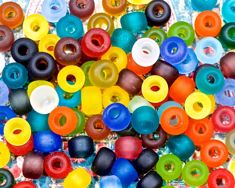 SUPPLY: 50pcs Colorful Mat Glass Crow Roller Beads Macrame - Etsy