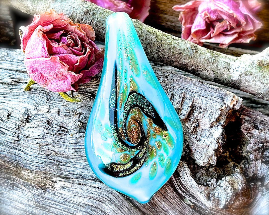 SUPPLY: Large Colorful Retro ART Glass Lampwork Pendant - Handcrafted ...