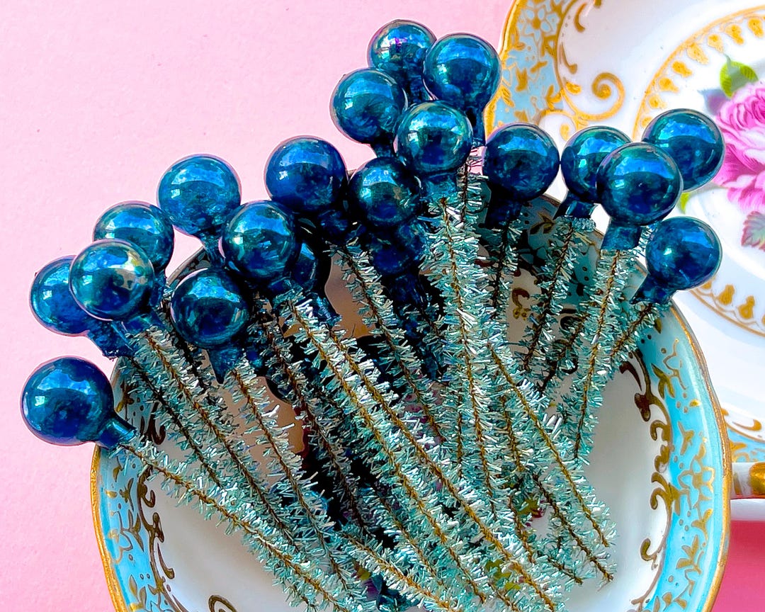 VINTAGE: 8pcs - Unique Hand Blown Glass Ball Picks Stems - Mercury ...
