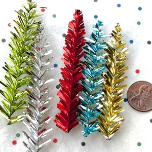 VINTAGE: 10pcs - Metallic Silver Chenille Tinsel Trees Stem Heads ...