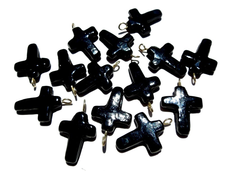 SUPPLY: 8pcs Large Black Glass Cross Charms Pendants - Etsy