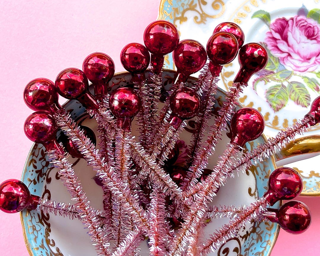 VINTAGE: 8pcs - Unique Hand Blown Glass Ball Picks Stems - Mercury ...