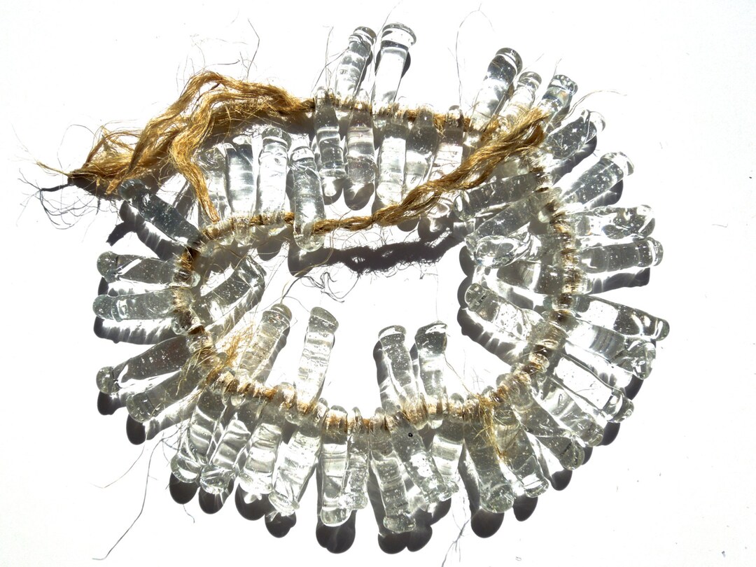 RESERVED 14 Pcs Ethnic Rustic Clear Glass Drops Handcrafted Glass Drop ...