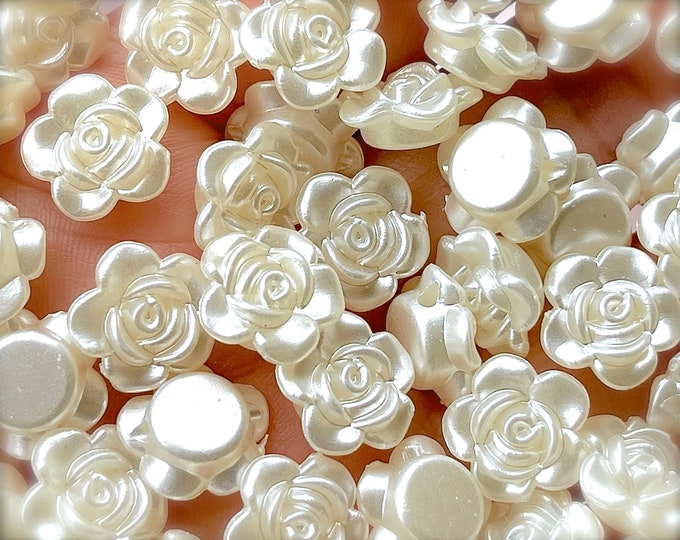 SUPPLY: 50pcs Pearl Rose Flower Beads Jewelry Making Bracelet Necklace ...