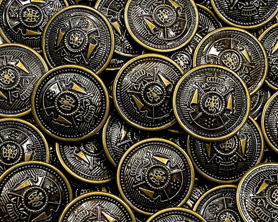 VINTAGE: 6pcs - HUGE Hollow Metal Buttons - Shield Buttons - Crafts ...