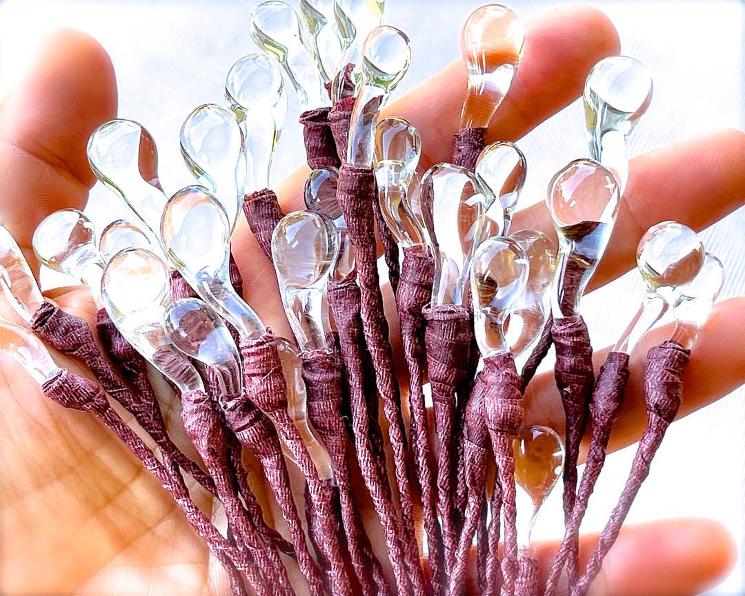 VINTAGE: 4 Clear Glass Drop Stems - Flowers Bouquets Floral ...