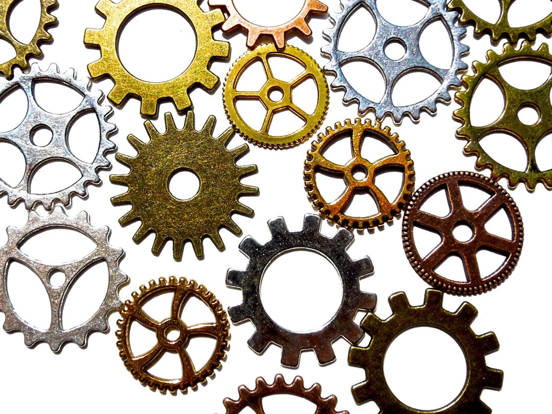 SUPPLY: Mixed Gear Beads - Steampunk Gears Charms - Antique Bronze ...