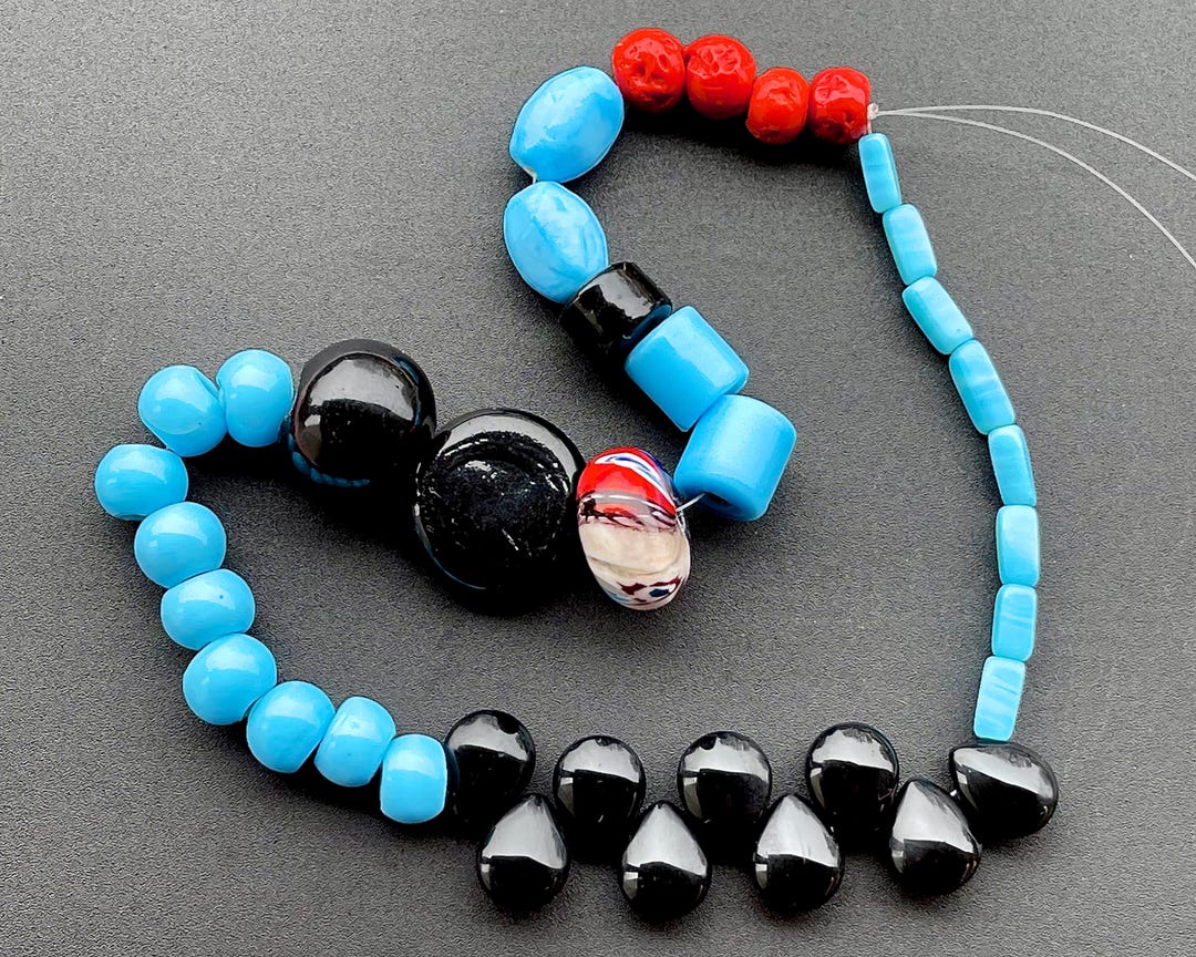 VINTAGE: 14" Unique Glass Bead Strand - Furnace Crafted - Jewelry Beads ...