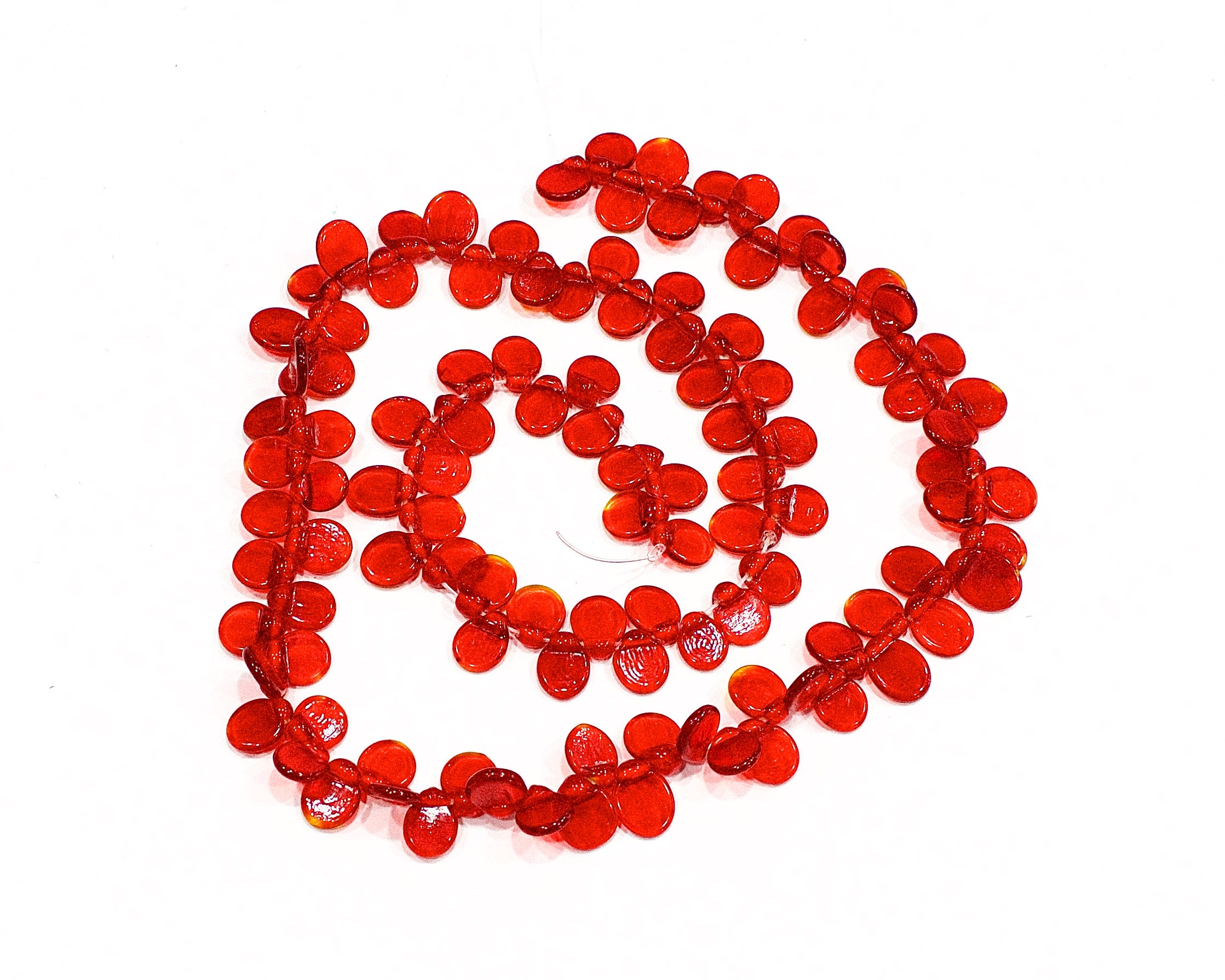 SUPPLY: 30pcs Handcrafted Flat Red Glass Drops Glass Drop | Etsy