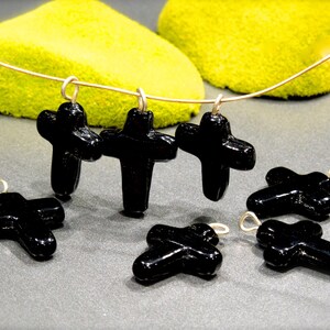 SUPPLY: 8pcs Large Black Glass Cross Charms Pendants - Etsy