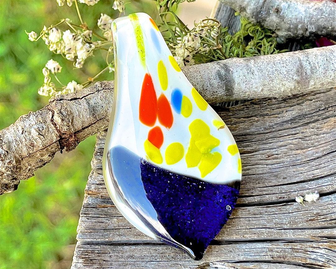 SUPPLY: Large Colorful Retro ART Glass Lampwork Pendant - Handcrafted ...