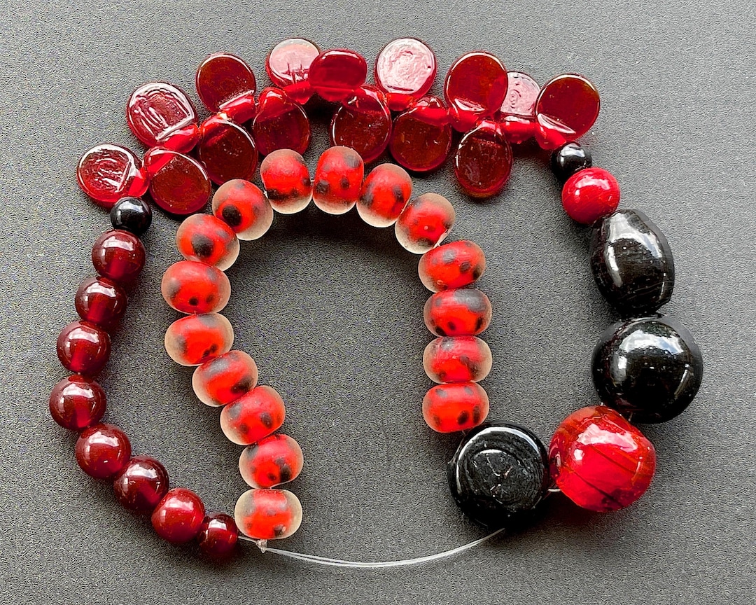 VINTAGE: Unique Glass Bead Strand - Furnace Crafted - Jewelry Beads ...