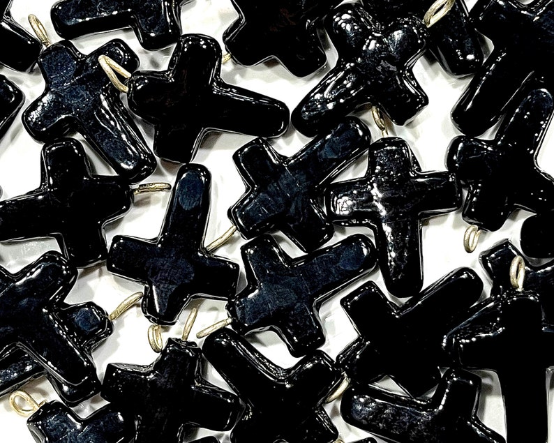 SUPPLY: 8pcs Large Black Glass Cross Charms Pendants - Etsy