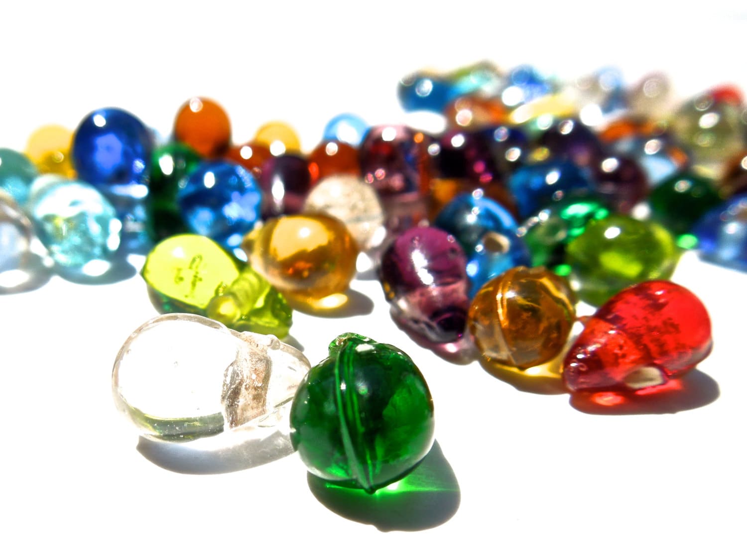 SUPPLY: 100pcs Small Translucent Colorful Glass Drops Drop | Etsy