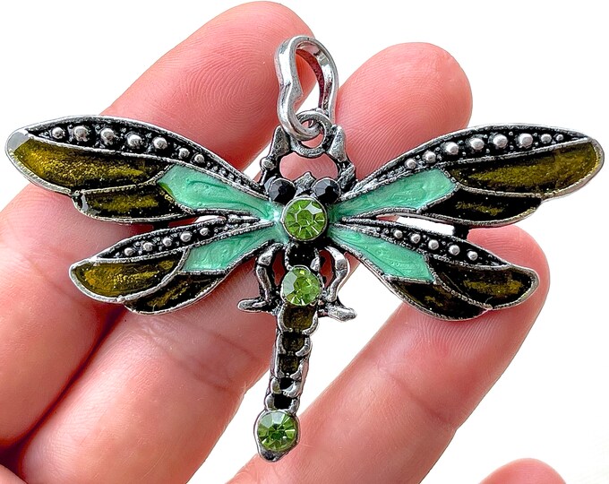 SUPPLY: Enameled Metal Dragonfly Pendant - Jewelry Making - Etsy