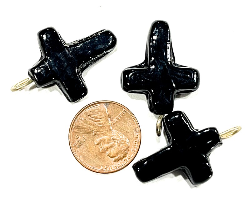 SUPPLY: 8pcs Large Black Glass Cross Charms Pendants - Etsy