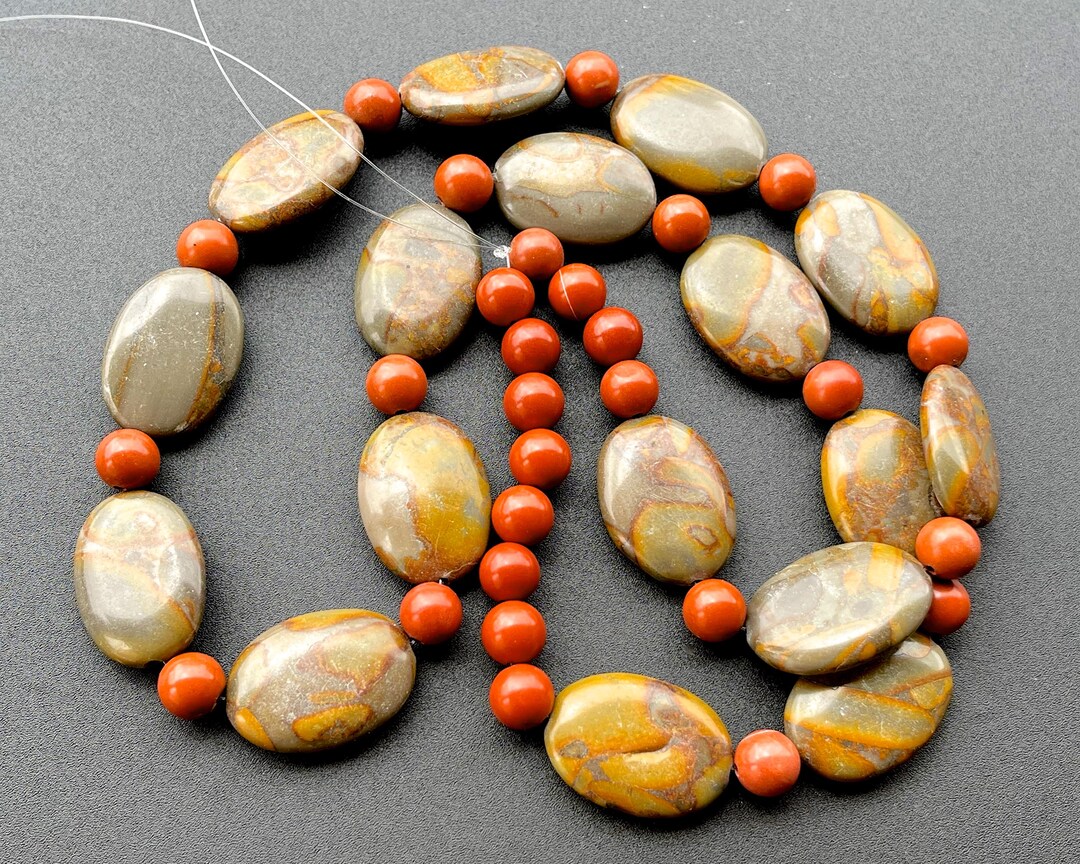 VINTAGE: 24" Mixed Natural Stone Bead Strand - Jewelry Making - Crafts ...