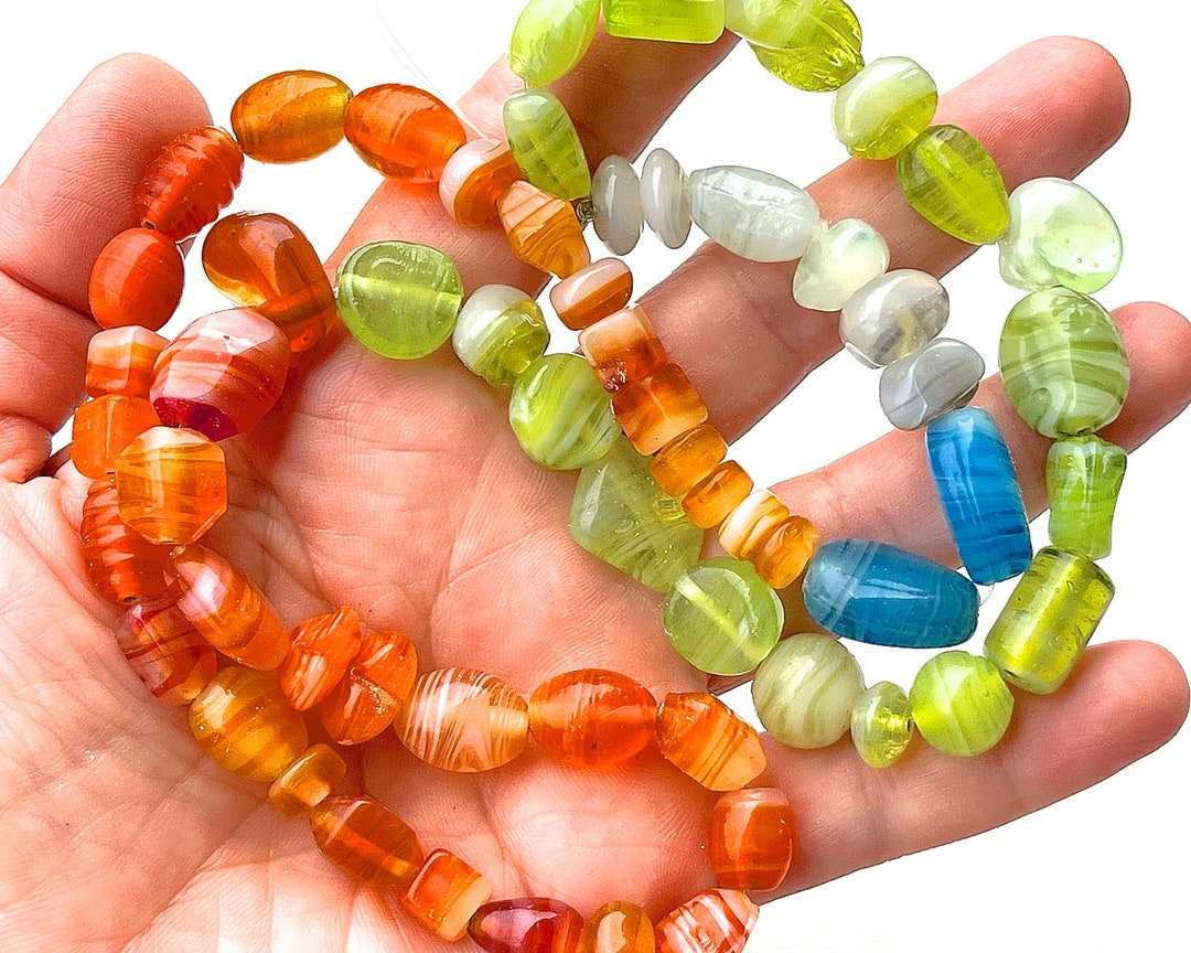 SUPPLY: 24" Strand of Mixed Shape Glass Beads - Assorted Shapes Beads ...