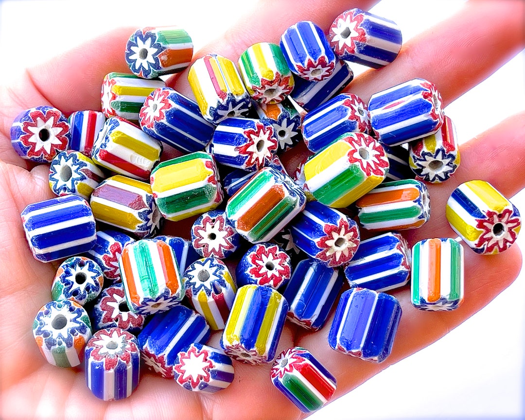 VINTAGE: 20pcs - Mixed Chevron Glass Trade Beads - Mixed Layer Chevron ...