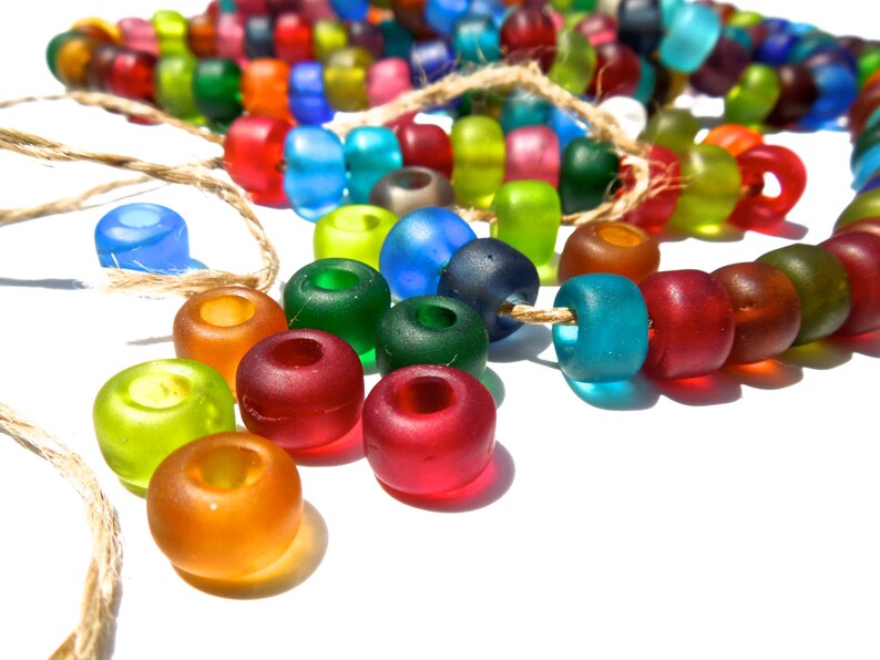 SUPPLY: 50pcs Colorful Mat Glass Crow Roller Beads Macrame - Etsy