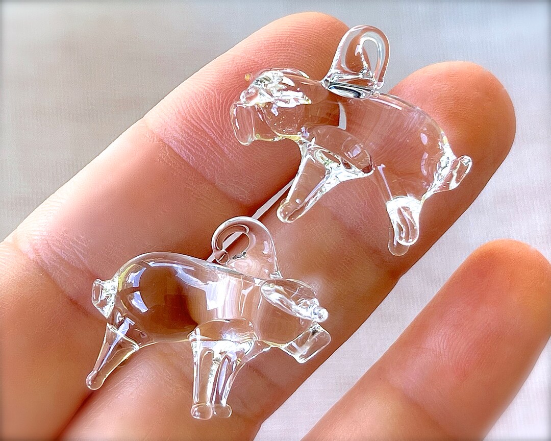 Vintage Mexican Tiny Glass Pig Pendant Handcrafted Lamp-work Clear ...