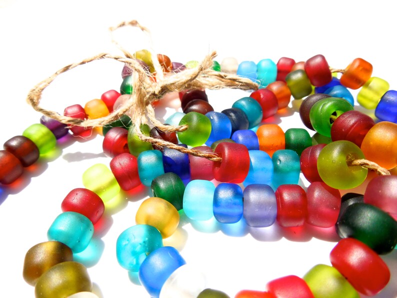 SUPPLY: 50pcs Colorful Mat Glass Crow Roller Beads Macrame - Etsy